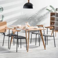 China Nordic Solid Wood Cow Horn Chair 41x47x78cm PU Leather Metal Dining Side Chair for sale