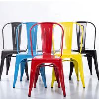 China Industrial Style Stackable Iron Bar Stool Metal Dining Chair Custom Color Cafe for sale