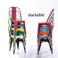 China Industrial Style Stackable Iron Bar Stool Metal Dining Chair Custom Color Cafe for sale