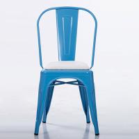 China Industrial Style Stackable Iron Bar Stool Metal Dining Chair Custom Color Cafe for sale
