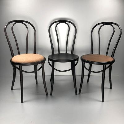 China Industrial Wrought Iron Retro Dining Chair Round Backrest Metal Restaurant Chair Standard Size for sale