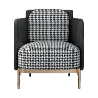 China Modern Houndstooth Fabric Single Sofa Chair for Hotel Living Room Leisure Seating 80cm Wide for sale