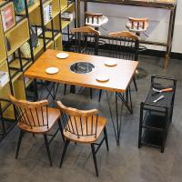 China Retro Solid Wood Dining Chair High Back Metal Frame Restaurant Bar Chair 2pcs Pack for sale