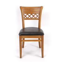 China American Country Style Solid Wood Dining Chair with Black Leather Seat for Restaurant Use for sale