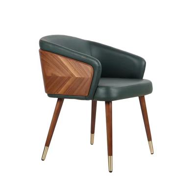 China Modern Solid Wood Dining Chair with PU Leather Art Backrest Standard Size Custom Color for sale