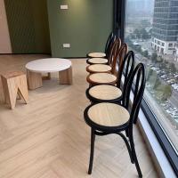 China American Retro Black Solid Beech Wood Frame Woven Rattan Seat Bistro Restaurant Dining Side Chair for sale