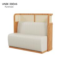 China Custom Rattan Back Wooden Half Circle Restaurant Booth Seating Set with Table and Chairs for sale