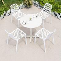 China Modern White Plastic Dining Chair Polypropylene Stackable Cafe Wedding Chair 4pcs Pack for sale