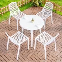 China Modern White Plastic Dining Chair Polypropylene Stackable Cafe Wedding Chair 4pcs Pack for sale