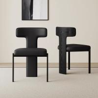 China Italian Design Solid Wood Dining Chair Light Luxury PU Leather Restaurant Coffee Shop Seating for sale