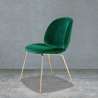 China Modern Velvet Beetle Dining Chair with Metal Legs 50x50x84cm for Restaurant Hotel for sale