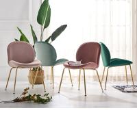 China Modern Velvet Beetle Dining Chair with Metal Legs 50x50x84cm for Restaurant Hotel for sale