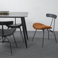 China Nordic Industrial Style Dining Chair Iron Frame PU Leather Restaurant Seating Custom Size for sale