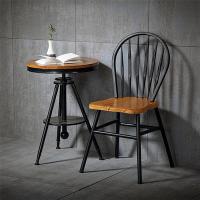 China Industrial Stackable Metal Dining Chair with Solid Wood Seat 46x46x88 cm for sale