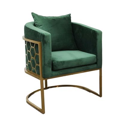 China Contemporary Glam Gold Green Velvet Lounge Chair for Coffee Shop Restaurant Sofa Set for sale