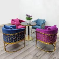 China Contemporary Glam Gold Green Velvet Lounge Chair for Coffee Shop Restaurant Sofa Set for sale