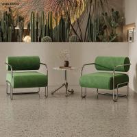 China Nordic Style Metal Coffee Table with Velvet Chairs Set for Cafe Restaurant Leisure Area for sale