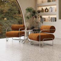 China Nordic Style Metal Coffee Table with Velvet Chairs Set for Cafe Restaurant Leisure Area for sale