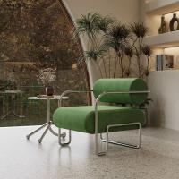 China Nordic Style Metal Coffee Table with Velvet Chairs Set for Cafe Restaurant Leisure Area for sale
