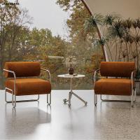 China Nordic Style Metal Coffee Table with Velvet Chairs Set for Cafe Restaurant Leisure Area for sale