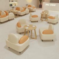 China Modern PU Leather Sofa Seating Booth Dining Table Set with Chairs for Restaurant Coffee Shop for sale
