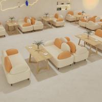 China Modern PU Leather Sofa Seating Booth Dining Table Set with Chairs for Restaurant Coffee Shop for sale