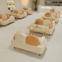 China Modern PU Leather Sofa Seating Booth Dining Table Set with Chairs for Restaurant Coffee Shop for sale