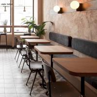 China Commercial Oak Wood Square Table and Chairs Set for Restaurant Cafe Fast Food Dining for sale