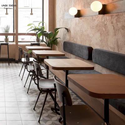 China Commercial Oak Wood Square Table and Chairs Set for Restaurant Cafe Fast Food Dining for sale
