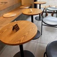 China Commercial Oak Wood Square Table and Chairs Set for Restaurant Cafe Fast Food Dining for sale
