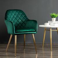 China Luxury Pink Velvet Accent Dining Chair with Golden Legs 44x45x84cm Nordic Style for sale