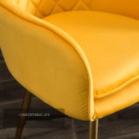 China Luxury Pink Velvet Accent Dining Chair with Golden Legs 44x45x84cm Nordic Style for sale