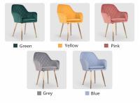 China Luxury Pink Velvet Accent Dining Chair with Golden Legs 44x45x84cm Nordic Style for sale