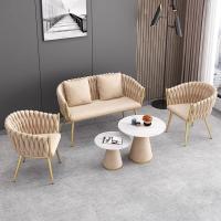 China Upholstered Beige Velvet Gold Metal Arm Chair Accent Dining Chair for Living Room Hotel for sale