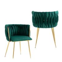 China Velvet Dining Chair with Gold Metal Legs Arm Accent Chair Custom Size 50 pcs MOQ for sale