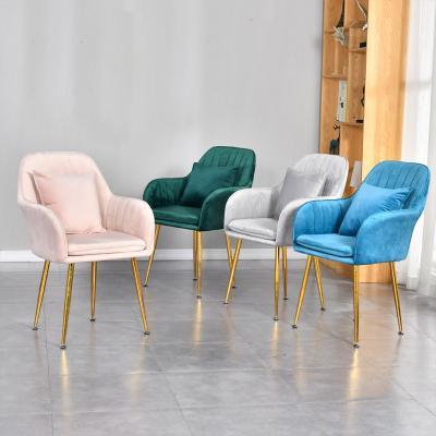 China Modern Velvet Dining Chair with Gold Metal Legs 50x45x80cm Luxury High Back Lounge Seating for sale