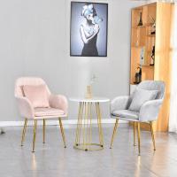 China Modern Velvet Dining Chair with Gold Metal Legs 50x45x80cm Luxury High Back Lounge Seating for sale