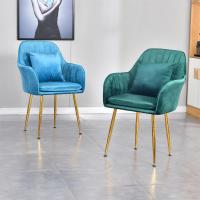 China Modern Velvet Dining Chair with Gold Metal Legs 50x45x80cm Luxury High Back Lounge Seating for sale
