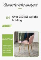 China Modern Velvet Dining Chair with Gold Metal Legs 50x45x80cm Luxury High Back Lounge Seating for sale