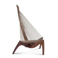 China Nordic Solid Wood Rope Leisure Sofa Chair Harp Shaped Lounge Recliner 80cm Seat Height for sale