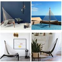 China Nordic Solid Wood Rope Leisure Sofa Chair Harp Shaped Lounge Recliner 80cm Seat Height for sale