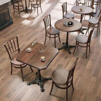China American Retro Rustic Pub Tavern Metal Oak Wood Table and Chairs Set for Cafe Furniture Custom Size for sale