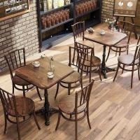 China American Retro Rustic Pub Tavern Metal Oak Wood Table and Chairs Set for Cafe Furniture Custom Size for sale