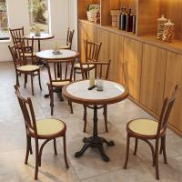 China American Retro Cafe Bistro Rattan Wooden Table and Chairs Set Custom Size for sale