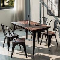 China Modern Wooden Metal Dining Table and Chairs Set for Restaurant Coffee Shop 4 Seats for sale