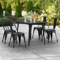 China Modern Wooden Metal Dining Table and Chairs Set for Restaurant Coffee Shop 4 Seats for sale