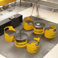 China Industrial Style Oil Barrel Sofa Chair Commercial Negotiation Booth Bar Store Table and Chair Set Custom Size for sale