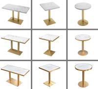 China Light Luxury Restaurant Dining Table Coffee Shop Leisure Table Custom Size Plywood Retro Style for sale