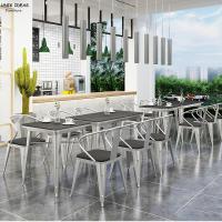 China Commercial Metal Chair and Table Set for Bubble Tea Shop Restaurant Furniture Customizable Coffee Table with Artificial Marble Top for sale