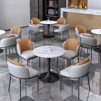China Modern Restaurant Dining Booth Set Metal Coffee Table with PU Leather Chairs Custom Color for sale